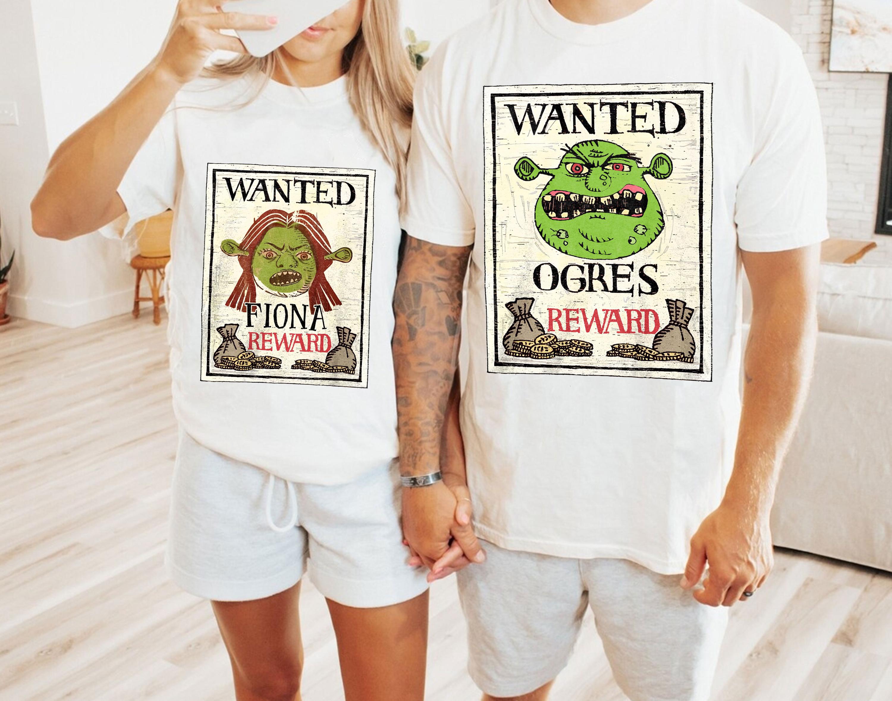 Funny Shrek and Fiona Wanted Ogres Reward Shirt, Halloween Costume ...