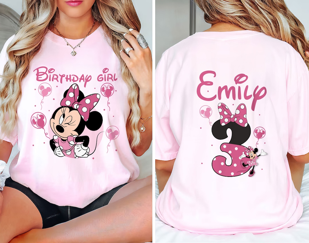 Two-sided Minnie Mouse Birthday Girl Shirt, Birthday Party Shirt, Magic ...