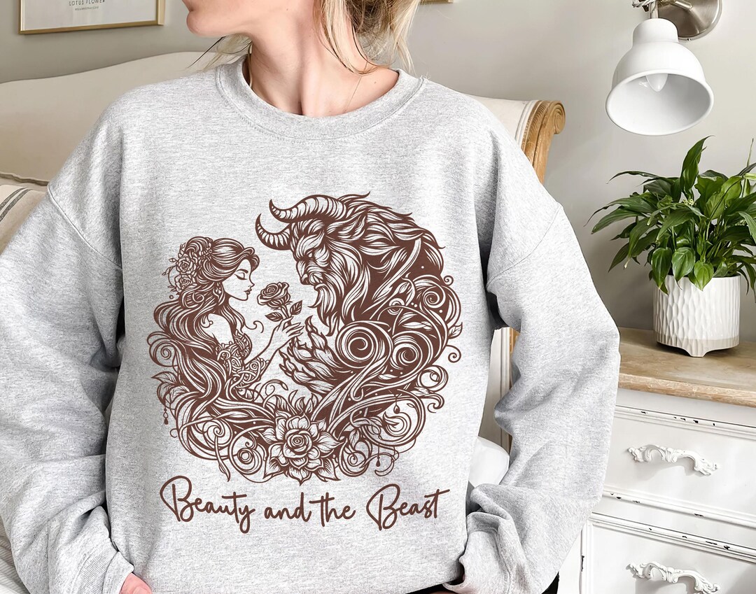 Vintage Beauty & the Beast Art Rose Shirt, Belle Princess and Beast ...