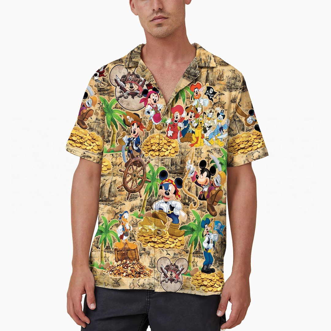 Tropical Mickey Pirate Hawaiian Shirt Mickey Mouse Beach Shirt, Pirate ...
