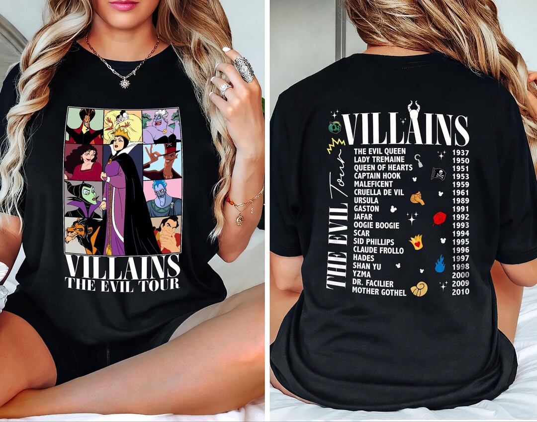 Double Sided Villains the Evil Tour Shirt, Halloween Evil Queen Shirt, Maleficent Shirt, Girl ...