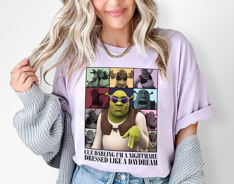 Shrek Face Memes Shirt Cuz Darling I'm a Nightmare Sassy Shrek Shirt, Shrek Funny Trending Gift ...