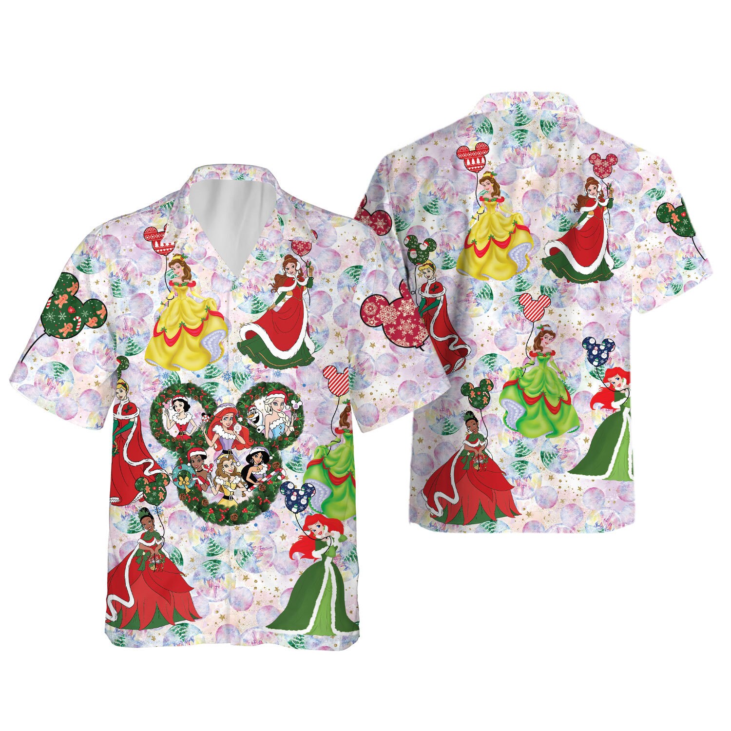 Christmas Disneyworld Princess Hawaiian Shirt, Disneyland Aloha Shirt ...