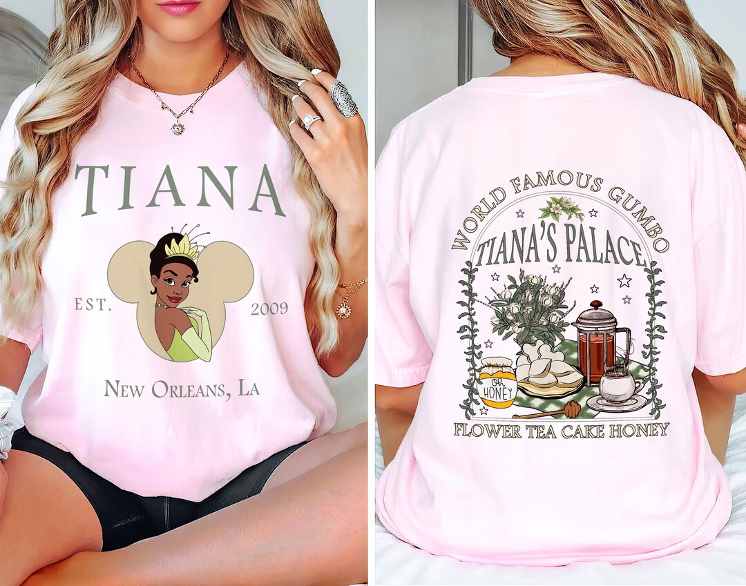 2 Sided Tiana's Palace Shirt, Princess Tiana Flower Tea Cake Honey ...