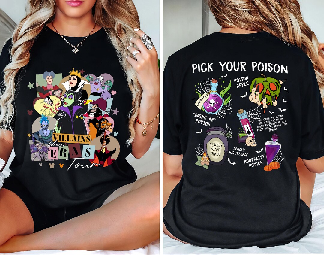 2 Sided Villains Pick Your Poison Shirt, Magic Kingdom Villains Shirt ...