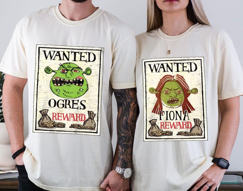 Funny Shrek and Fiona Wanted Ogres Reward Shirt, Halloween Costume ...