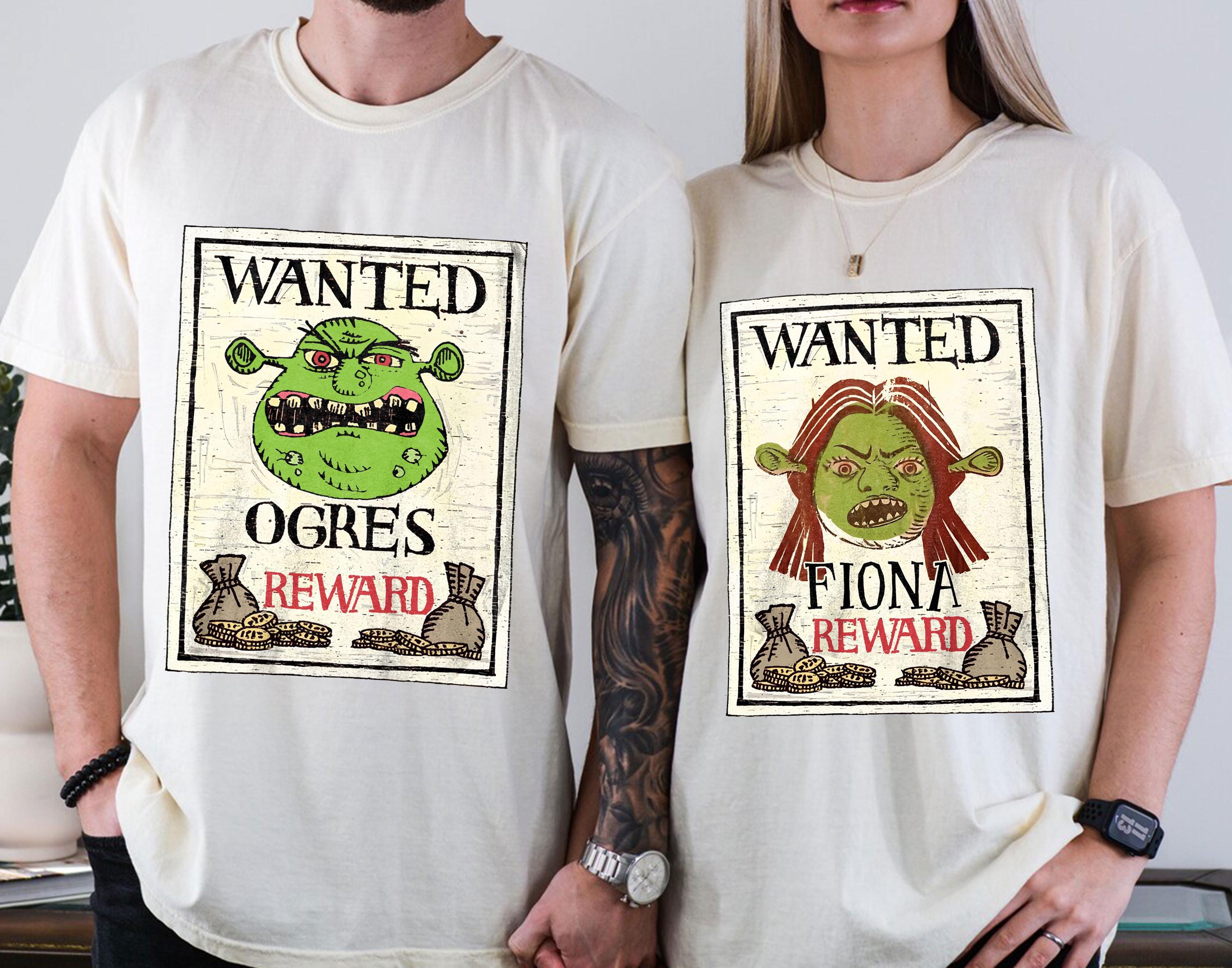 Funny Shrek and Fiona Wanted Ogres Reward Shirt, Halloween Costume ...