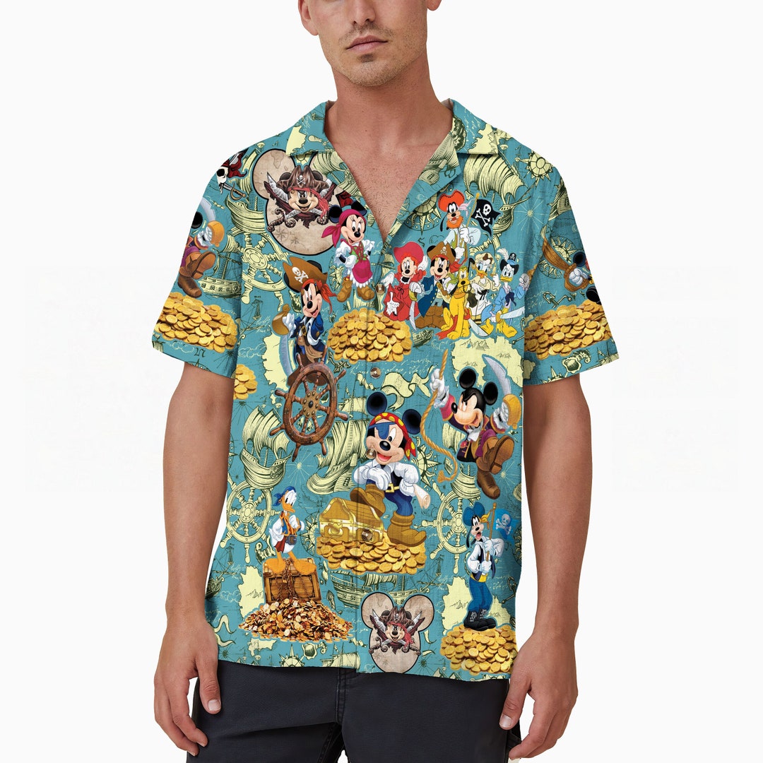 Mickey Pirate Hawaiian Shirt Pirates of Caribbean Tropical Shirt ...