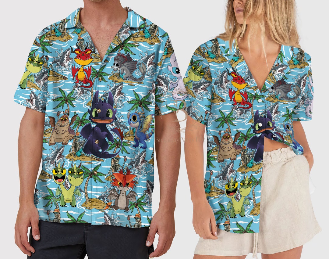 Dragon Hawaii Vacation Shirt, How to Train Your Dragon Teal Hawaiian ...