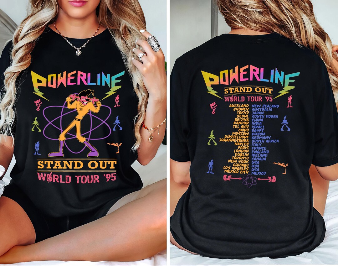 Double Sided Retro A Goofy Movie Powerline Shirt, Stand Out World Tour ...