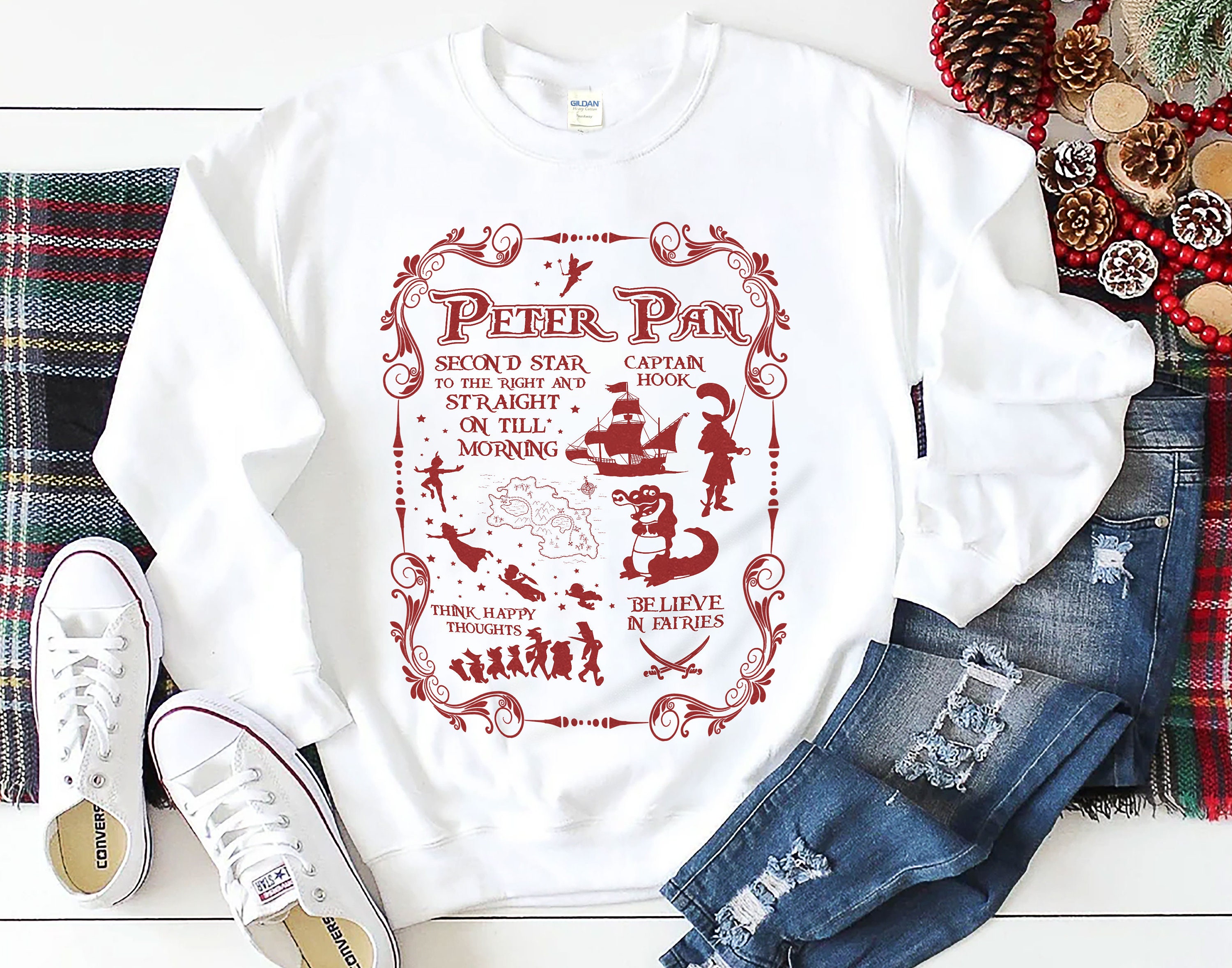 Retro Peter Pan Items Disneyland Sweatshirt, Vintage Disney Cartoon ...