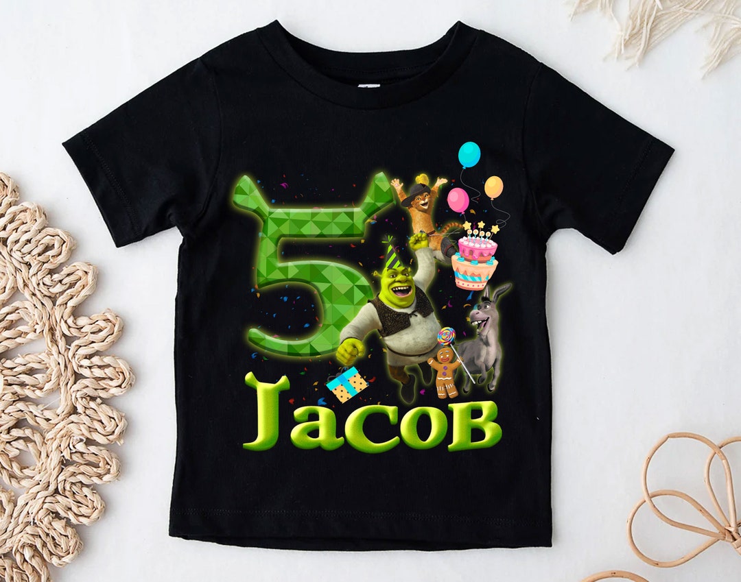 Custom Name and Age Shrek Face Shirt, Shrek Birthday Party Shirt, Funny ...