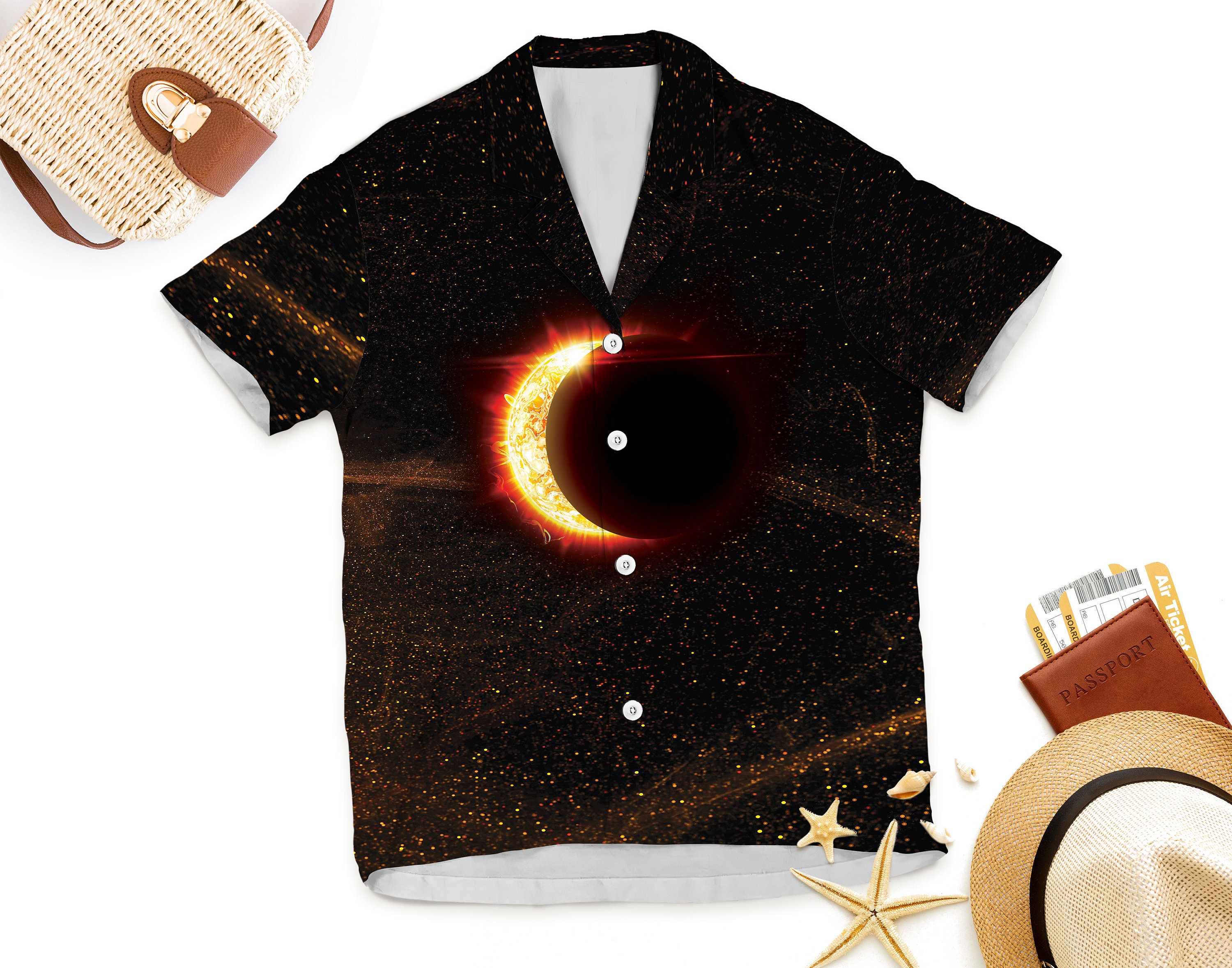 Total Solar Eclipse Hawaiian Shirt, Sun and Moon Aloha Hawaii Shirt ...