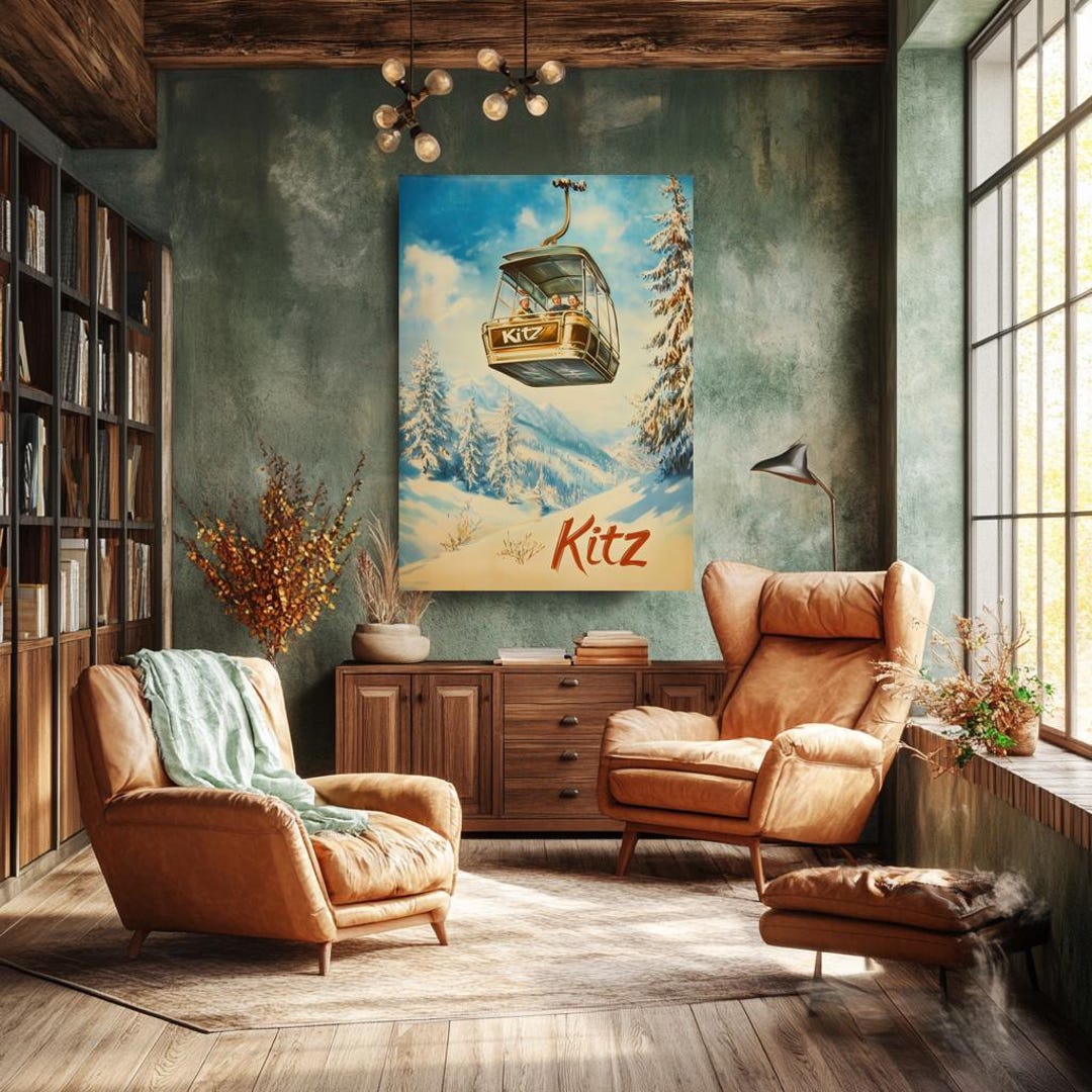 Kitzbühel Poster – Tyrolean Alps, Vintage Ski Wall Art, Digital ...