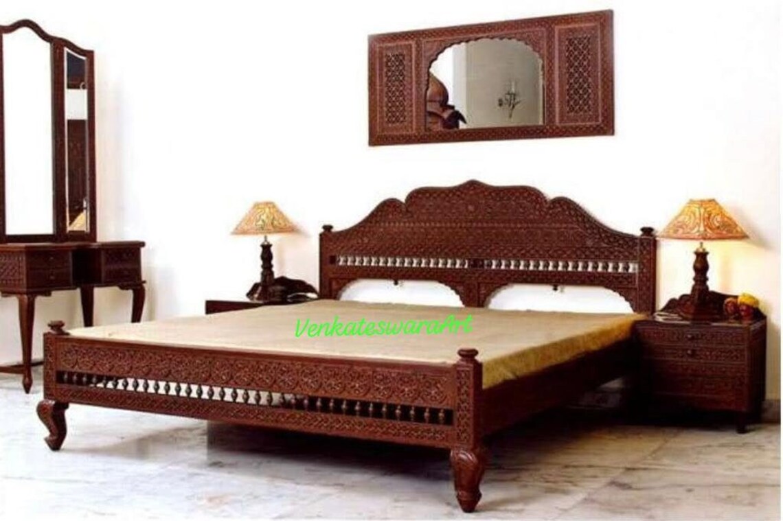 Handcrafted Solid Wooden Bed/ Handmade Fine Carved Bed/ Wooden Bed - Etsy