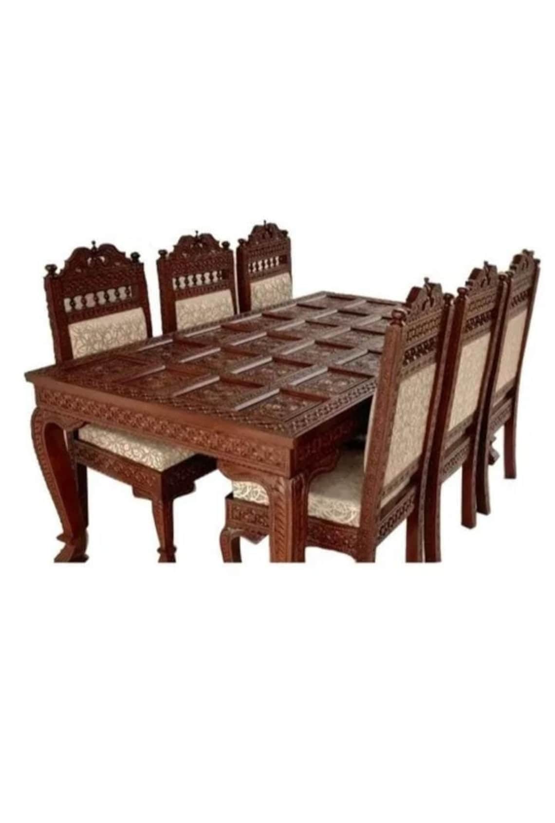 Handcrafted Solid Wooden Dining Table Set/wooden Dining Table With ...