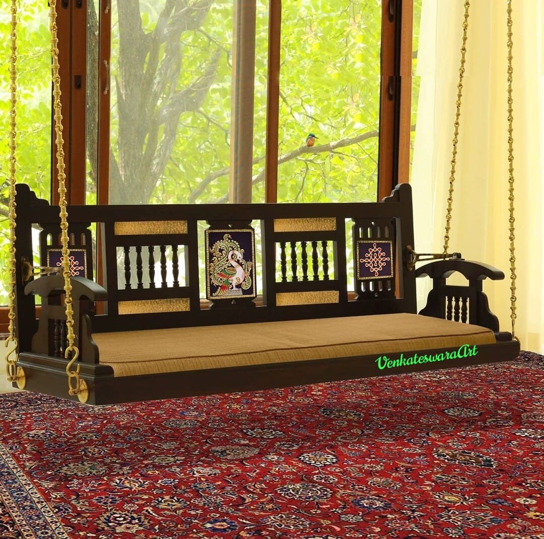 Handcrafted Solid Teak Wooden Reversible Ceiling Swing/handmade Solid ...