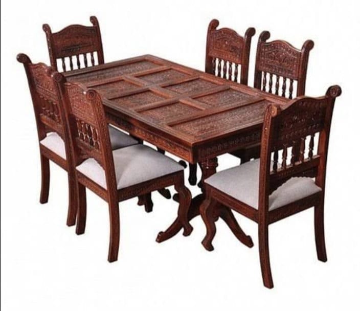 Handcrafted Solid Wooden Dining Table Set/wooden Dining Table With ...