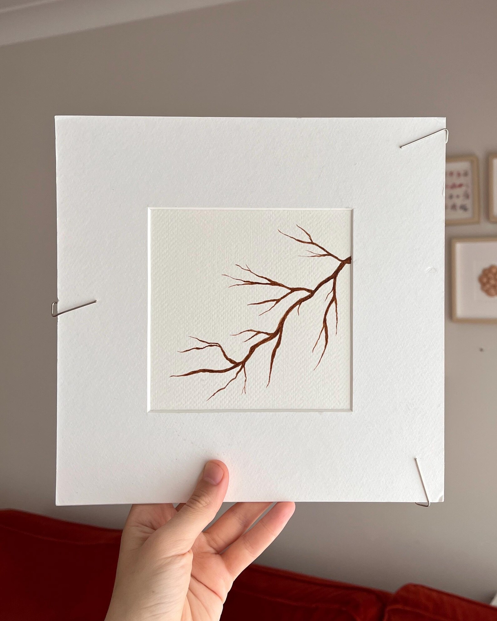 Abstract Sakura Branch With Sea Shells, Shadow Box Mosaic Art, Almond ...