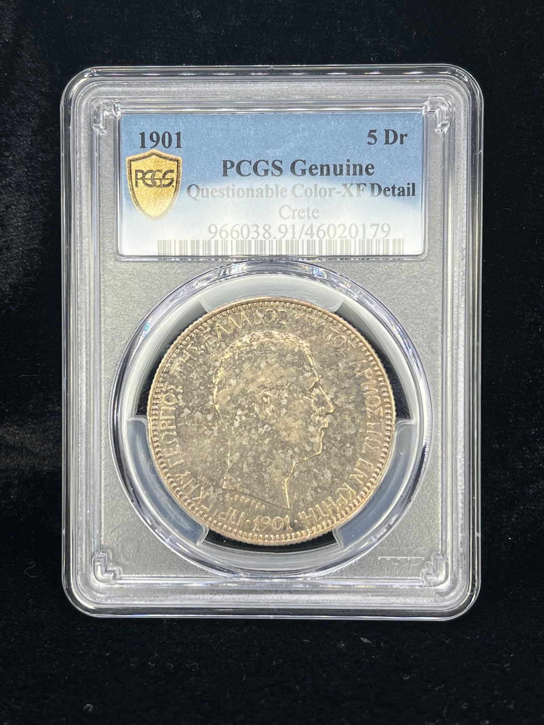 Crete 5 Drachmai 1901 Greek Silver Coin Rated by PCGS in Extra Fine ...