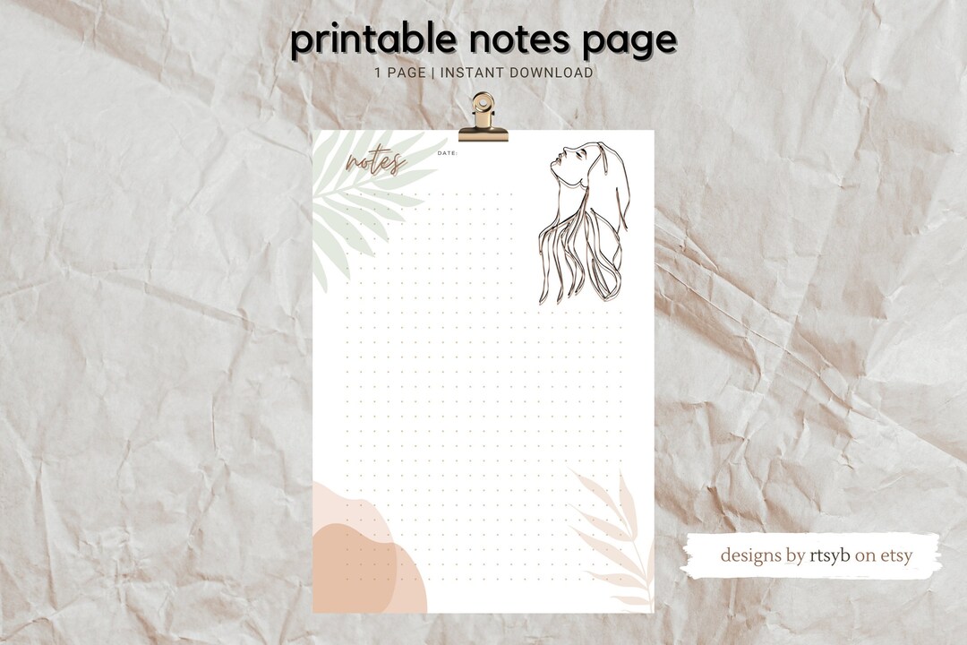 Printable Notes Page Dotted Note Paper Printable Notes - Etsy