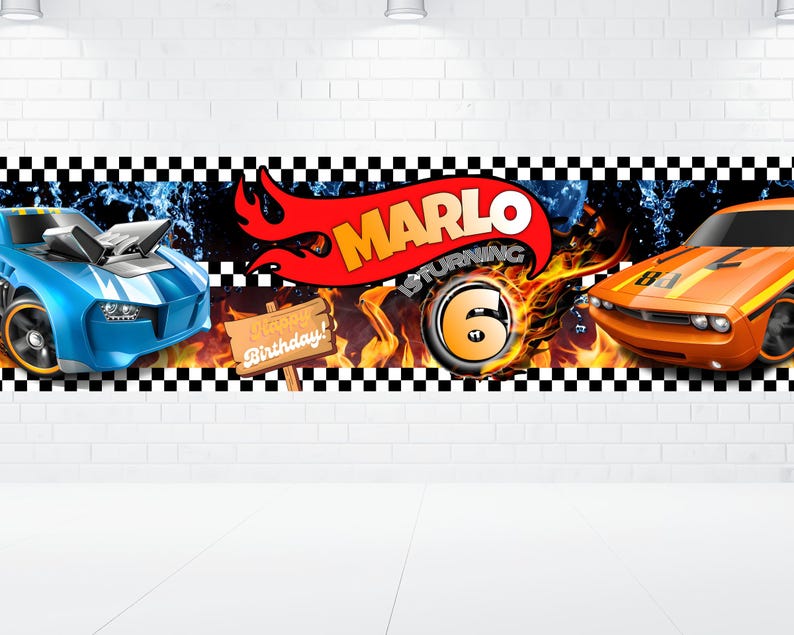 Personalized Kids Birthday Banner: Racing Cars Theme (digital File) - Etsy