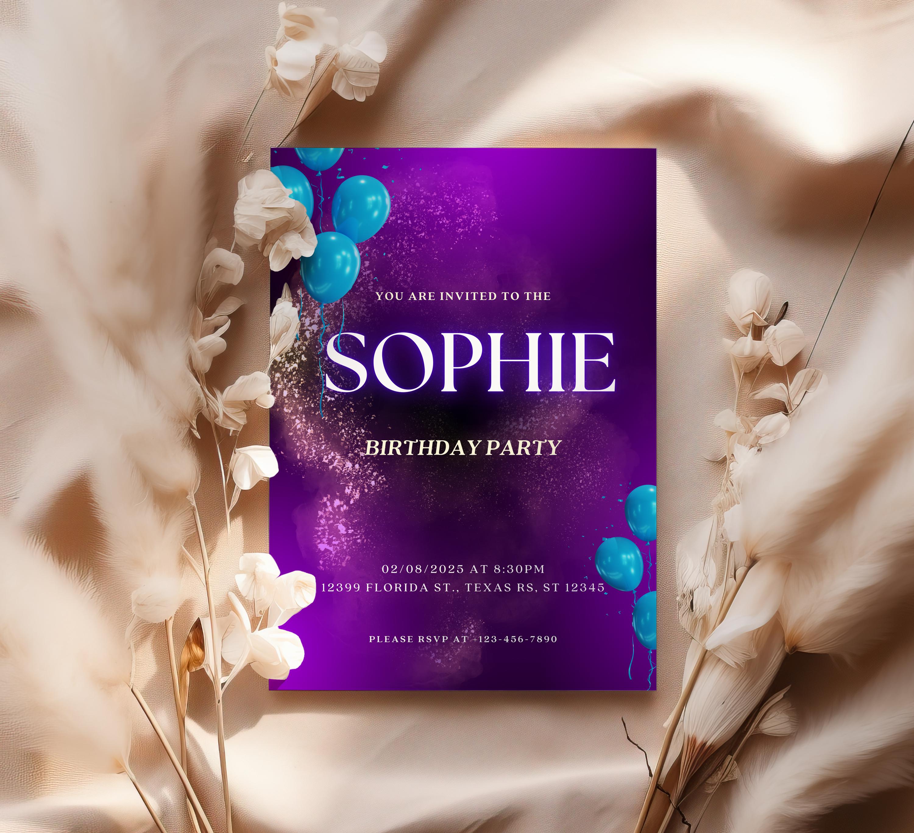 Personalized Birthday Party Invitation: Colorful Theme (digital ...