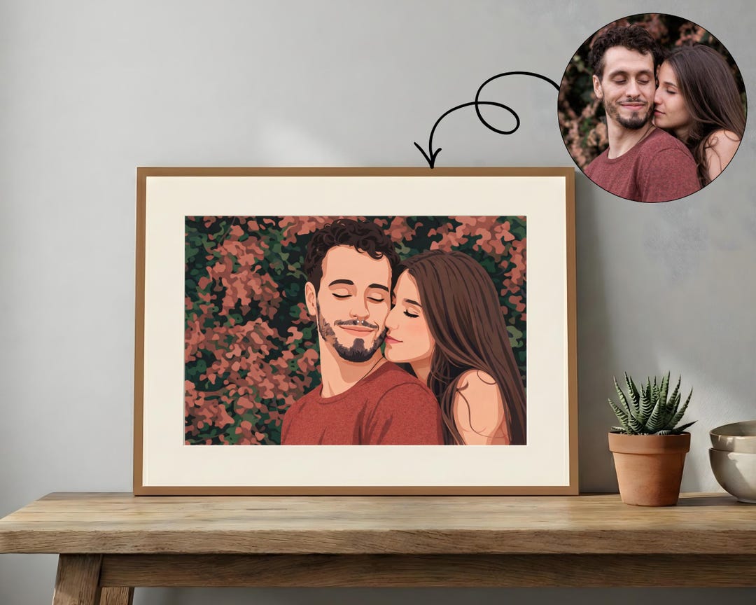 Love Birds Couple Portrait | Custom Vector Illustration From Photo ...