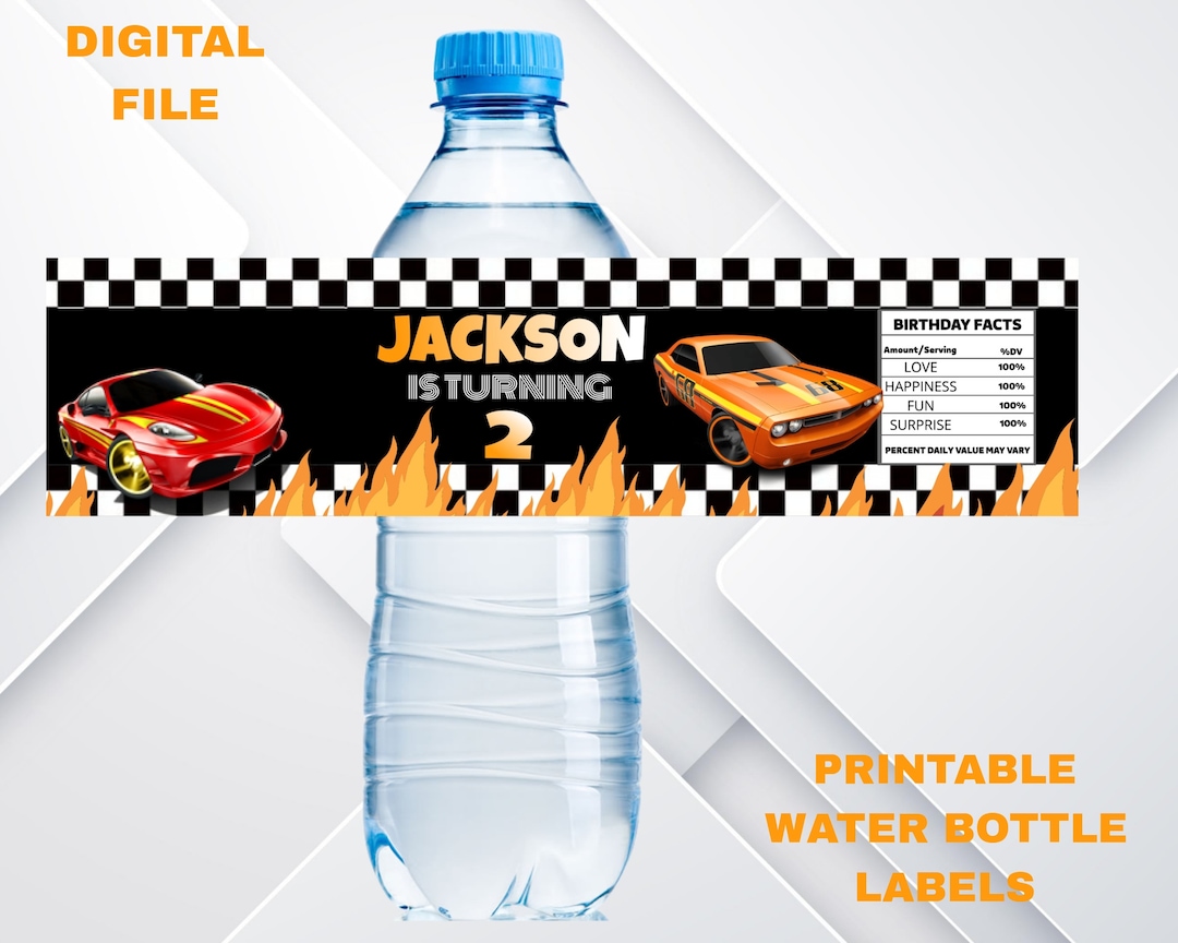 Kids Birthday Water Bottle Labels, Personalized Printable Bottle ...