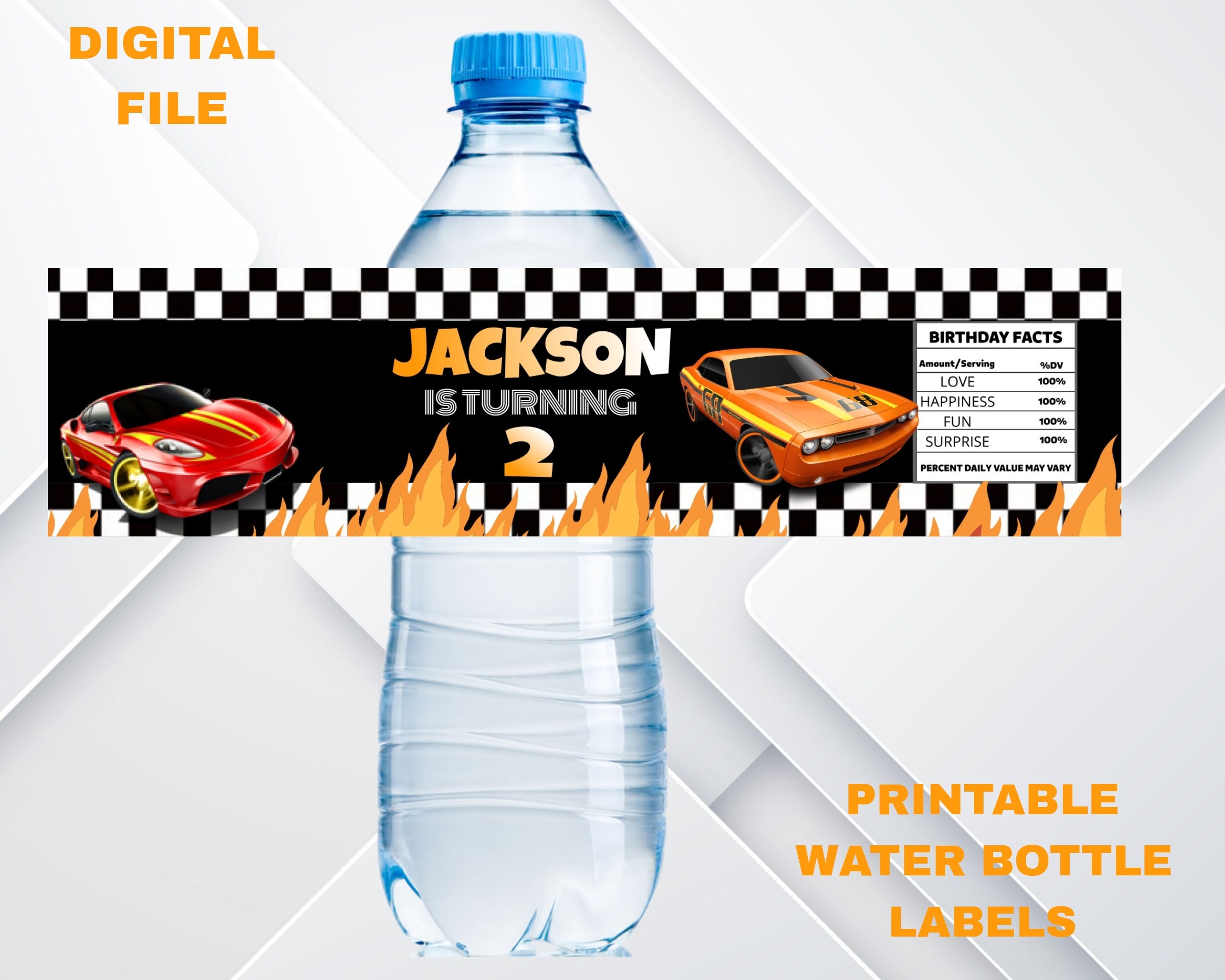 Kids Birthday Water Bottle Labels, Personalized Printable Bottle ...