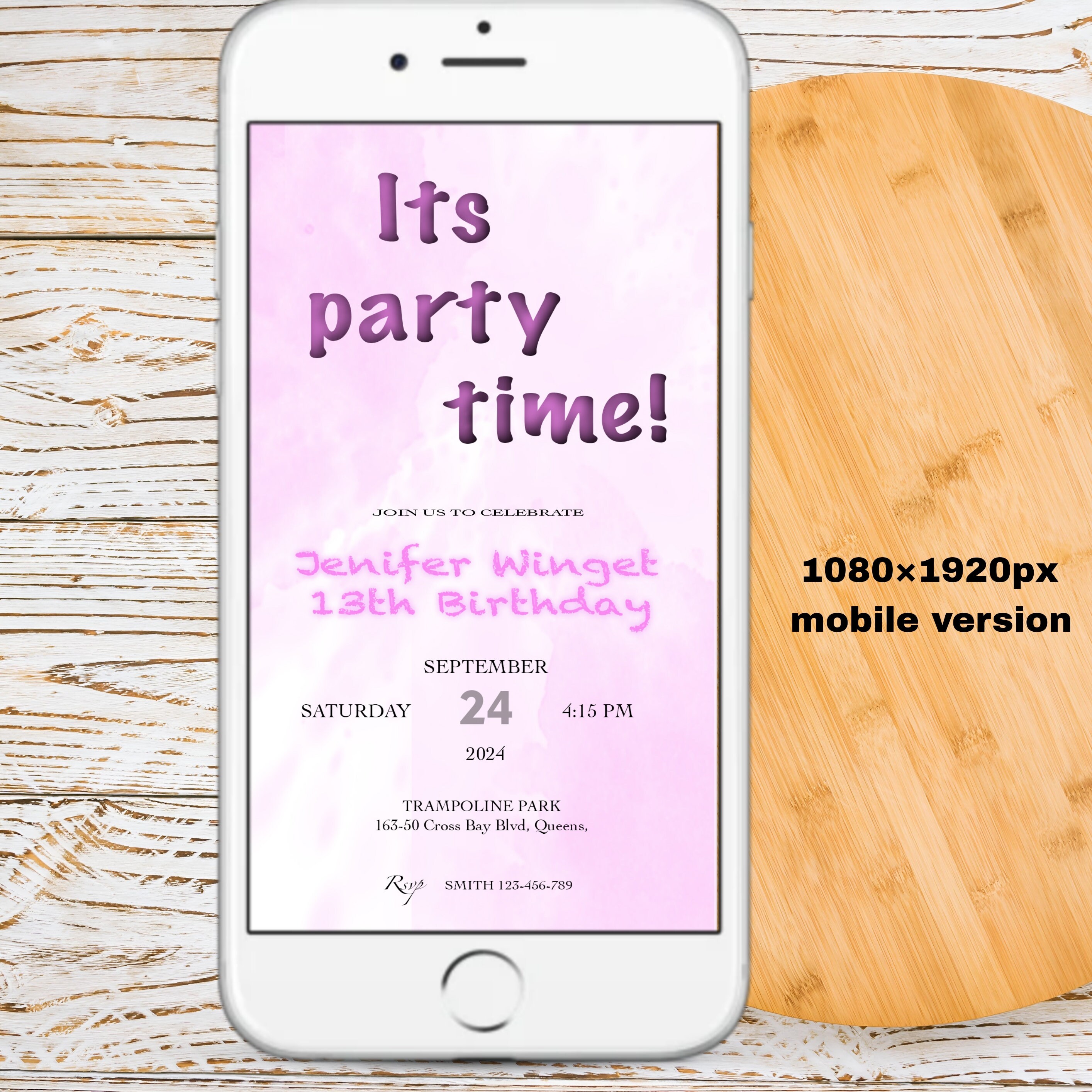 Princess Birthday Invitation, Girl Personalised Birthday Invite, Mobile ...