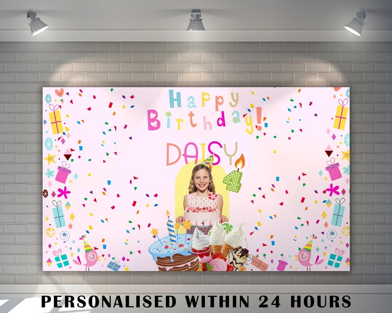 Personalized Kids Birthday Banner: Printable Party Backdrop (digital ...