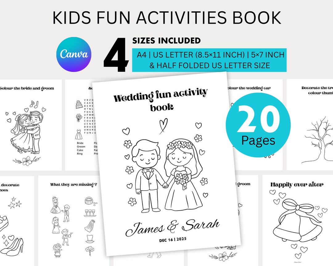 Personalized Wedding Activity Book | Coloring & Games for Kids ...