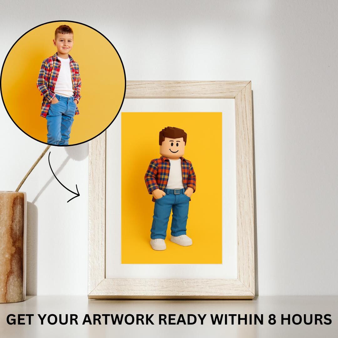 Custom Roblox Inspired Portrait | Roblox Personalized Cartoon Kids ...