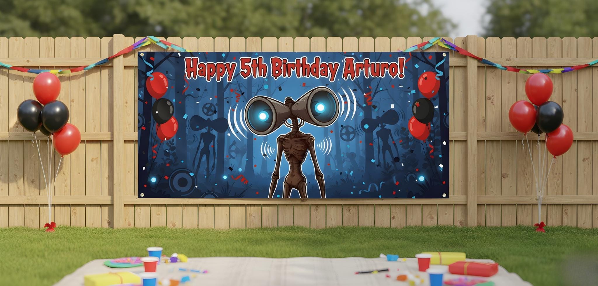 Siren Head Inspired Birthday Banner | Custom Digital Backdrop | Kids ...