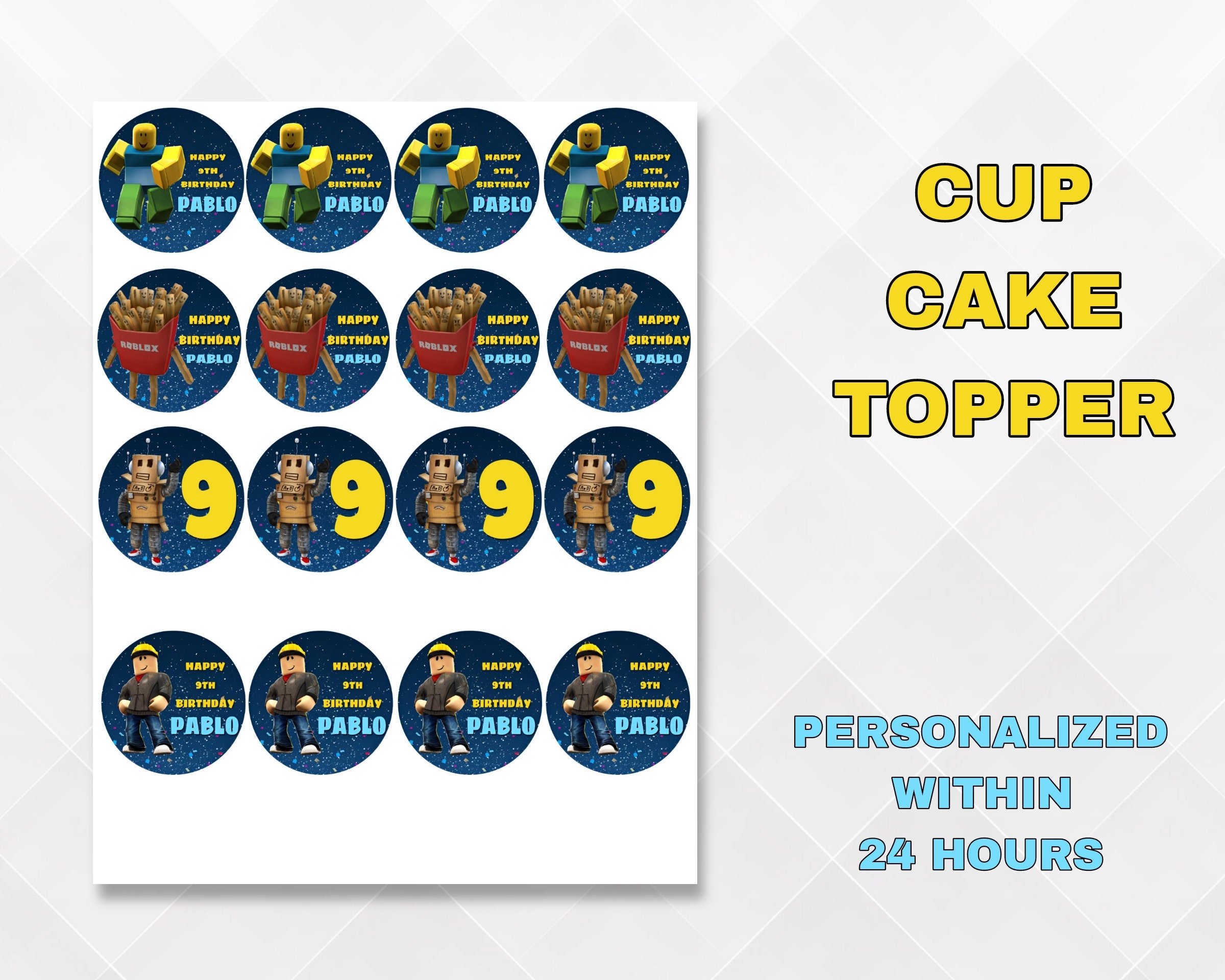 Kids Birthday Cup Cake Topper, Personalised Cup Cake Topper, Birthday ...