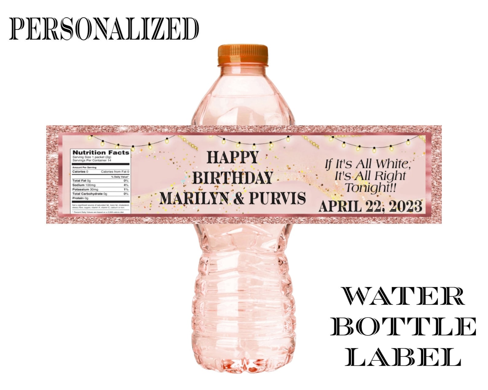 Custom Water Bottle Labels, Personalized Birthday or Wedding Bottle ...