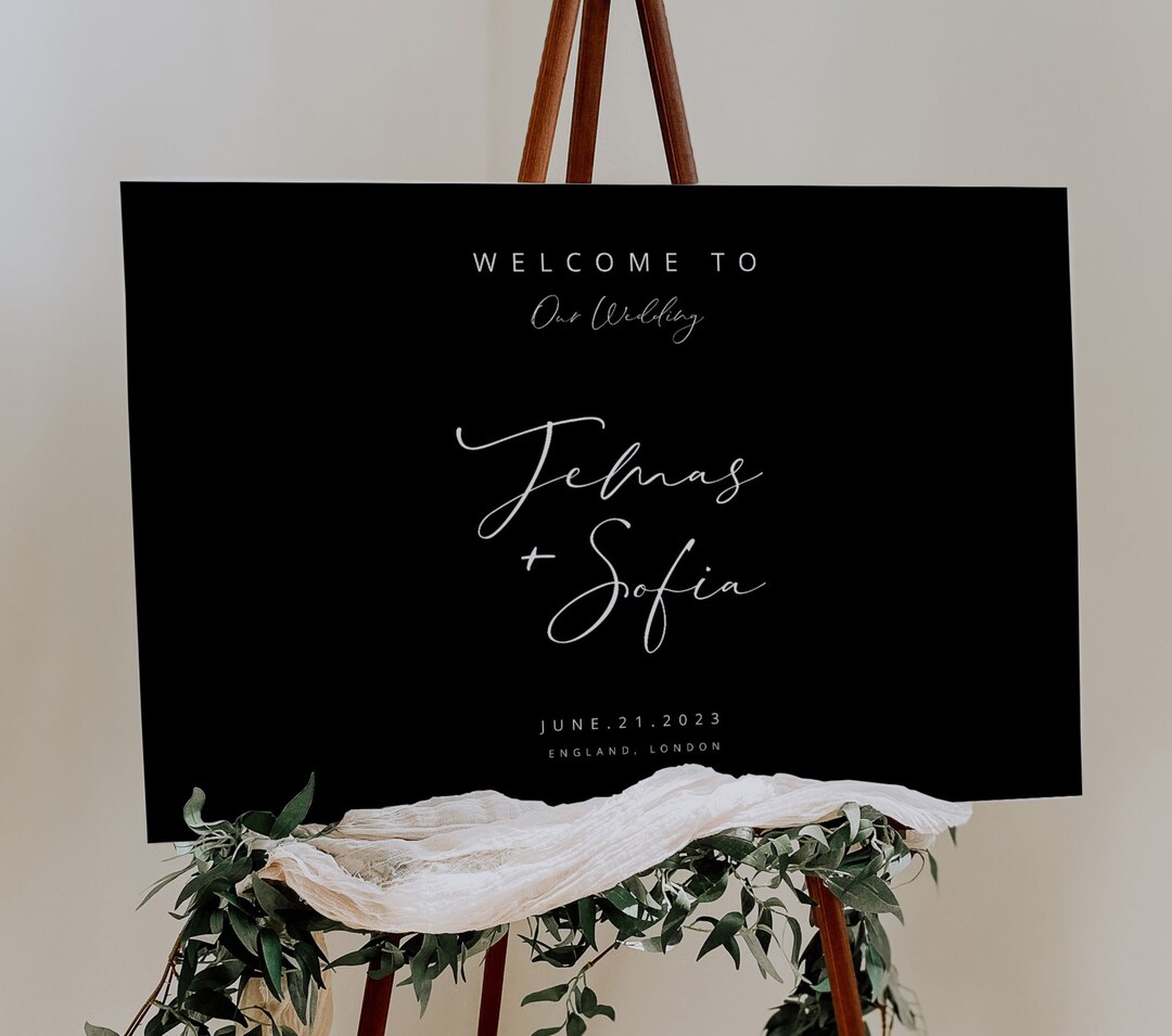 Modern Wedding Welcome Sign Welcome Wedding Sign Black - Etsy