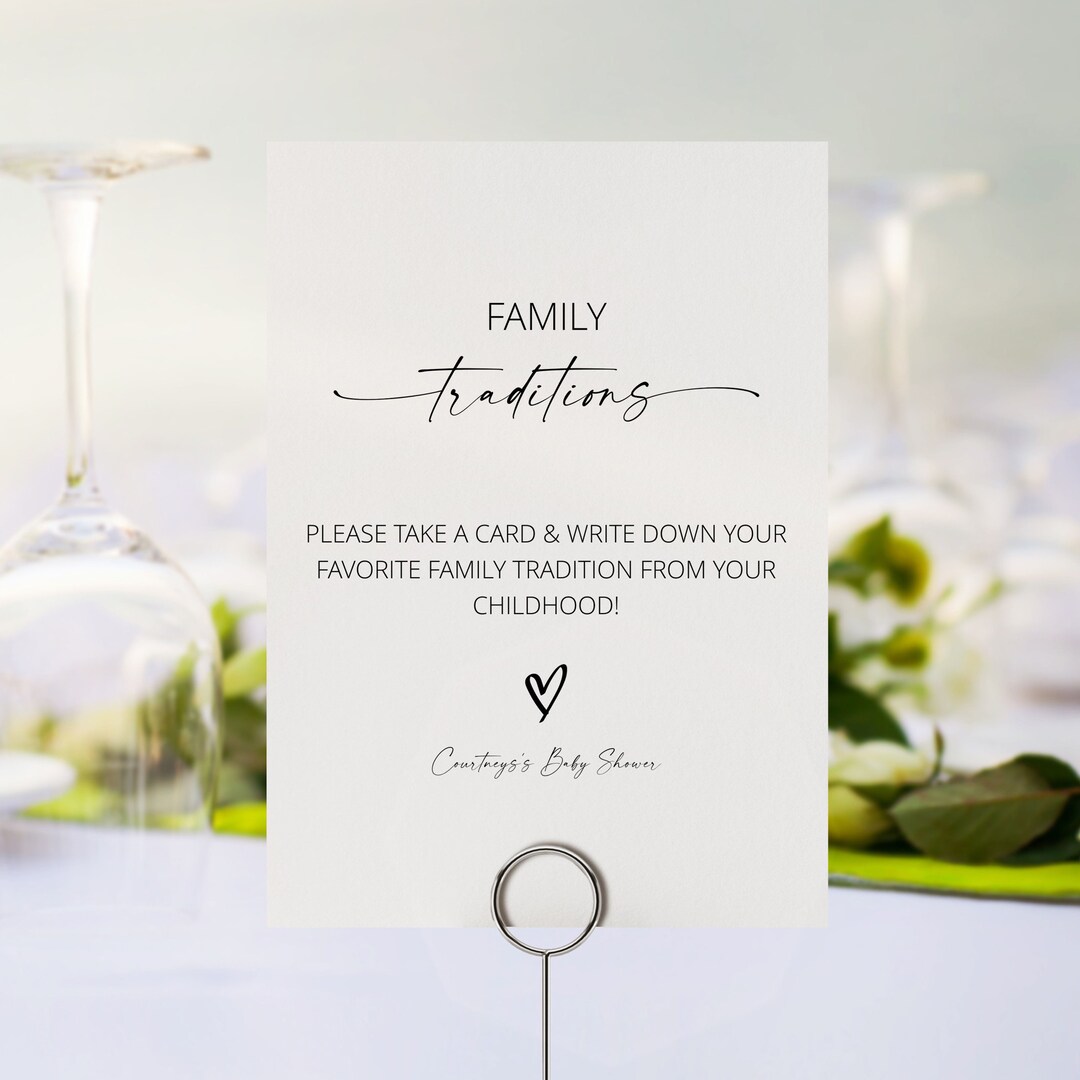 Family Tradition Sign and Card Baby Shower Sign Share A - Etsy