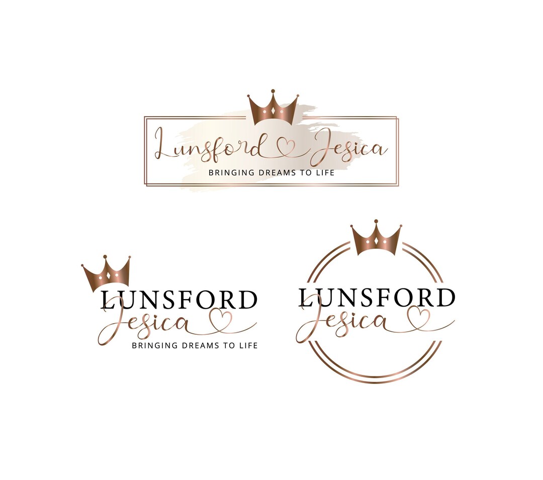 Crown Logo Design, Rose Gold Watermark Logo, Beauty Salon Logo, Event ...