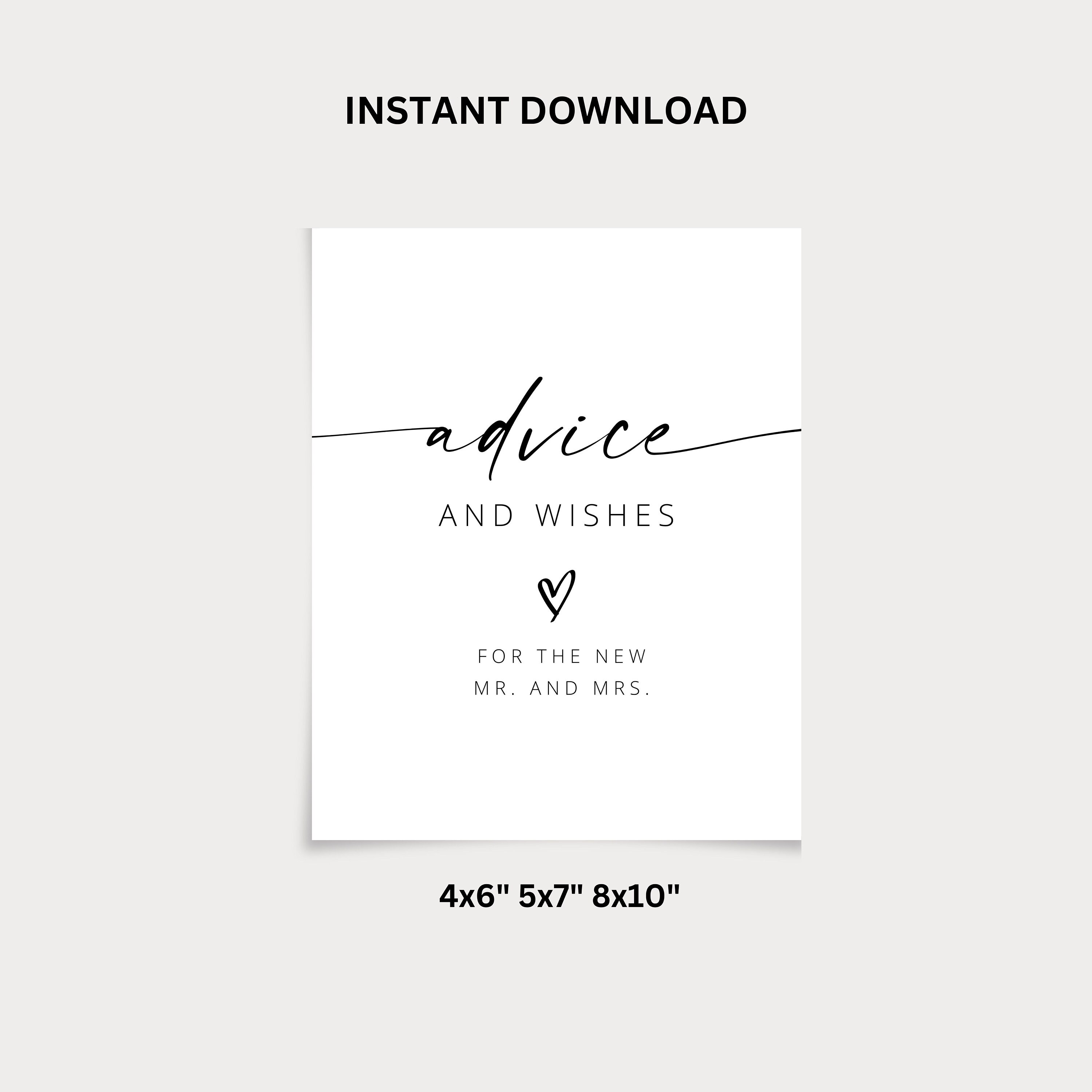 Advice and Wishes Sign Template Minimalist Newlywed Advice - Etsy
