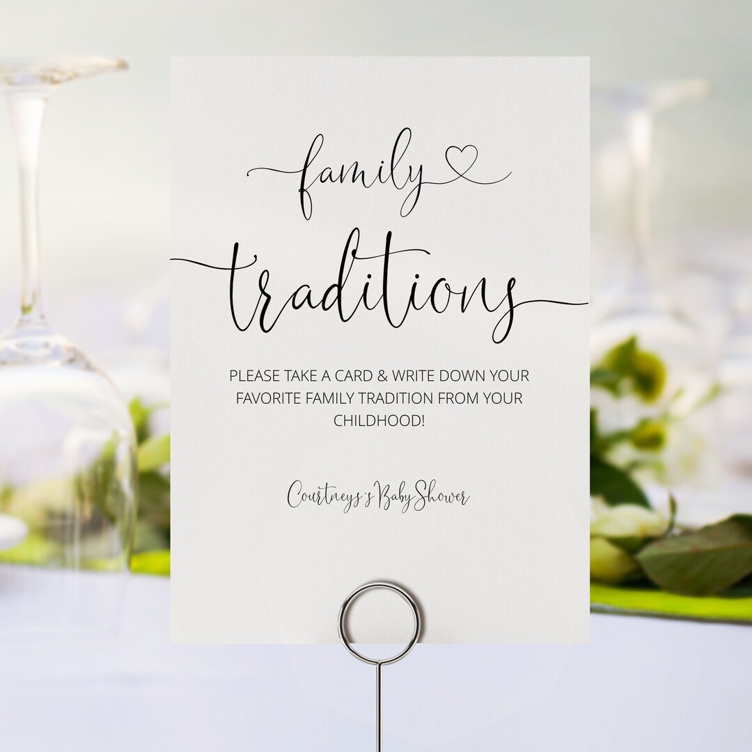 Family Traditions Sign and Card Wishes for Baby Family - Etsy