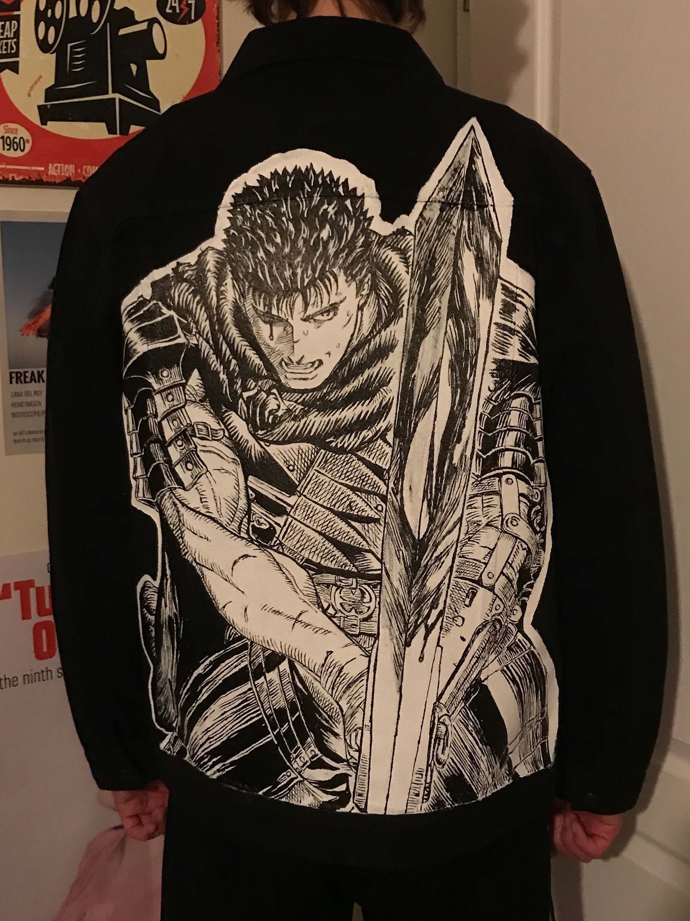 Berserk Anime Jeans Jacket Guts Custom Made. Hand-painted Denim Jacket ...