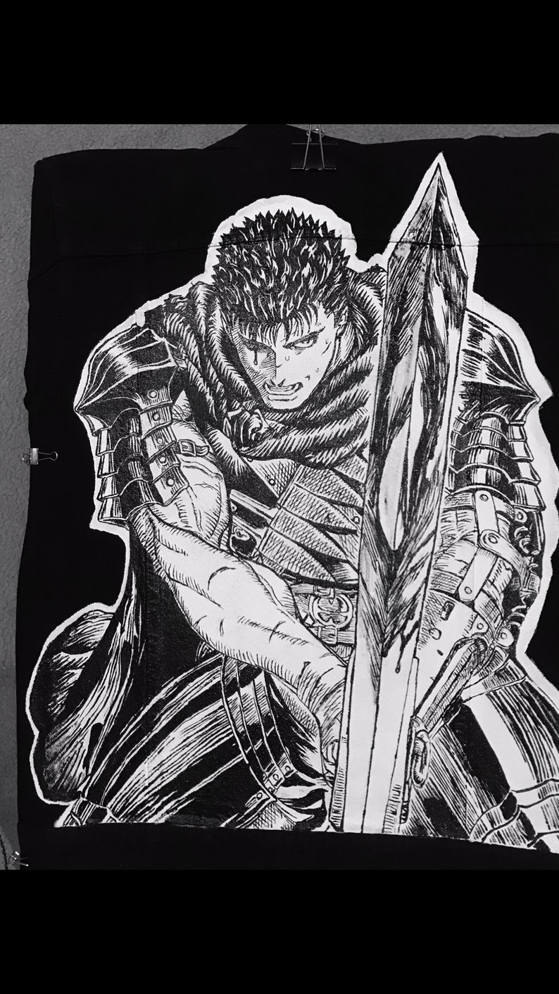 Berserk Anime Jeans Jacket Guts Custom Made. Hand-painted Denim Jacket ...