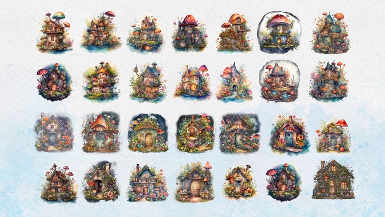 28 Watercolor House PNG Clipart Magical Houses & Abodes - Etsy