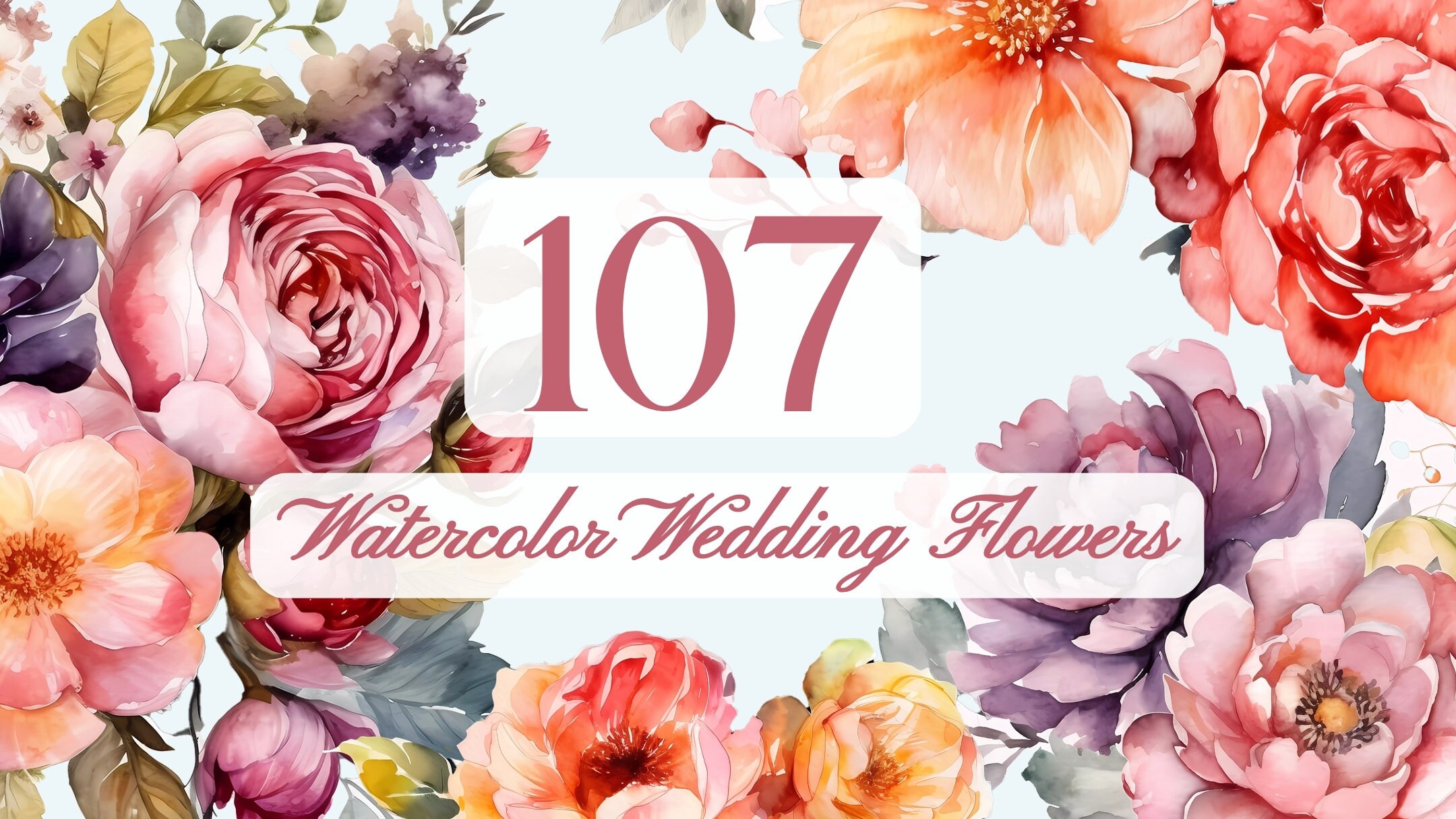 107 Watercolor Wedding Flowers MEGAPACK, Watercolor Rustic Clipart ...