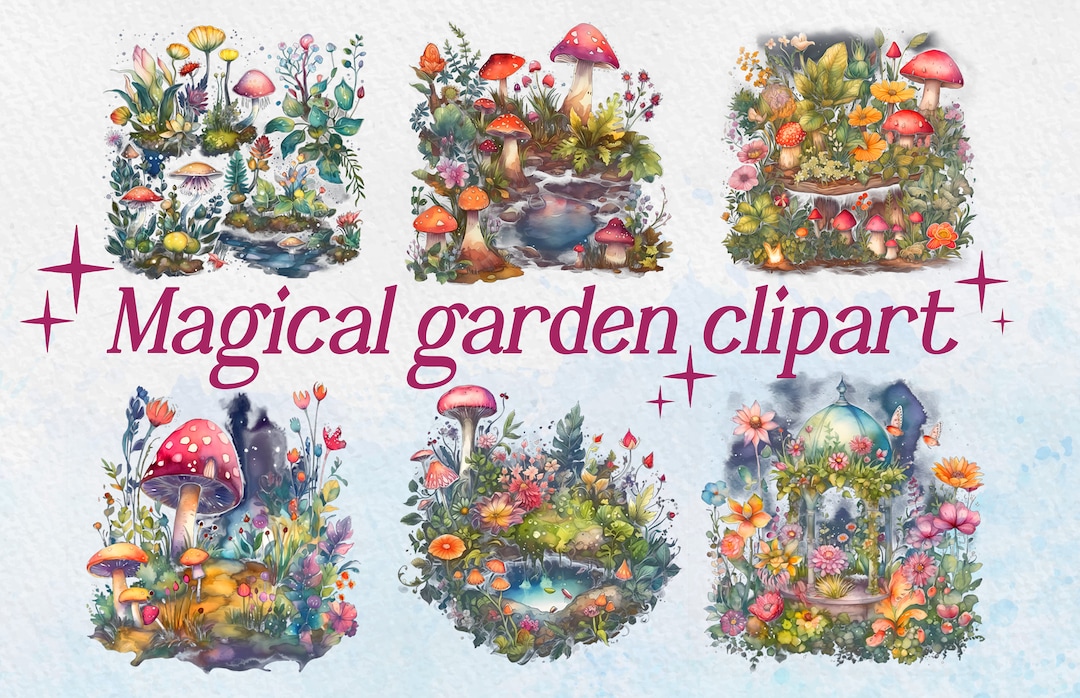 24 PNG Watercolor Magical Garden Mushroom Clipart, Magic Clipart Png ...