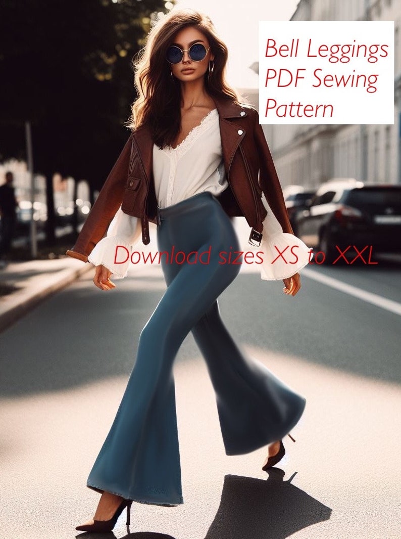 Bell Leggings PDF Sewing Pattern. Flare Bottom Leggings, Stretch Pants ...