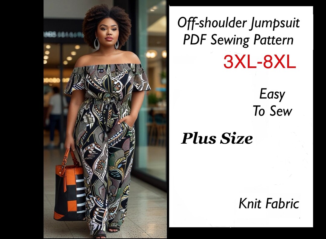 Plus Size Jumpsuit Sewing Pattern PDF|3XL to 8xl|romper Woman’s Sewing Pattern|off-shoulder ...