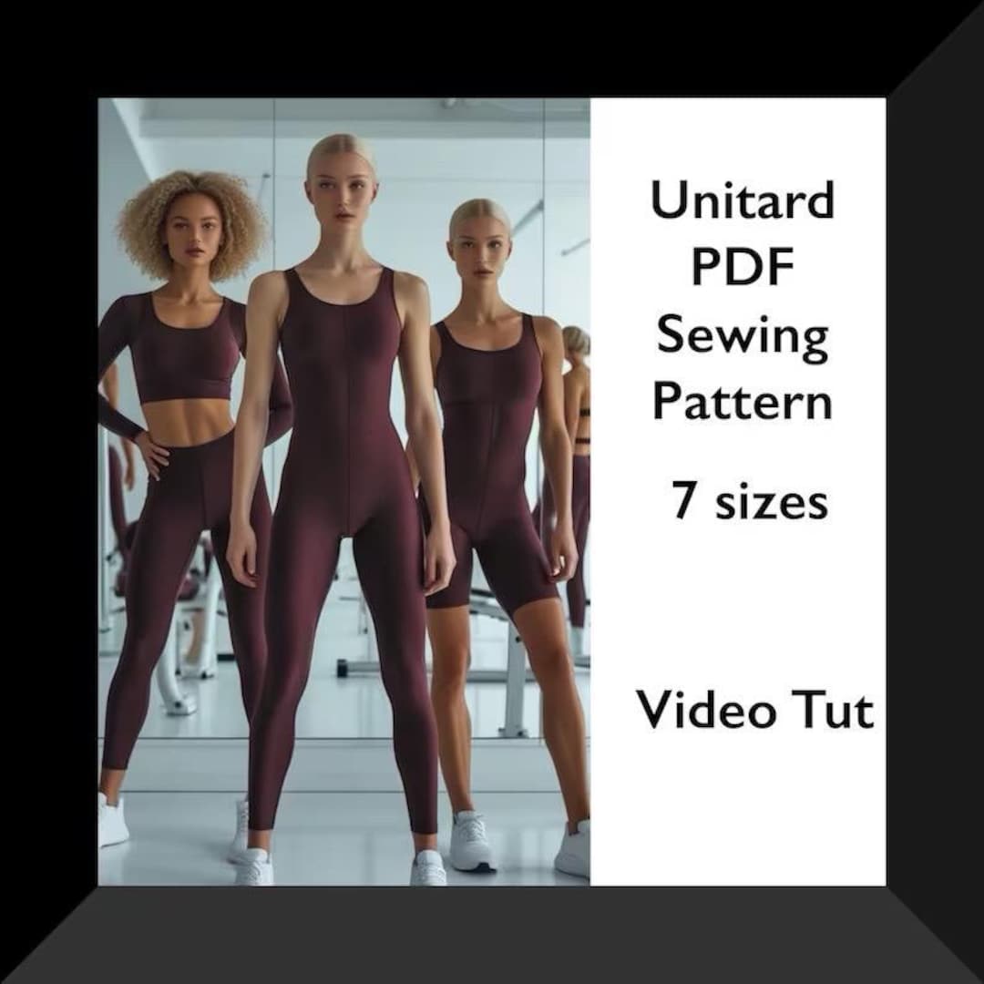 Women’s Lycra Unitard Sewing Pattern Pdf | 3 Sleeve Options | Xs-3xl | A0, A4, | Tutorial Video ...